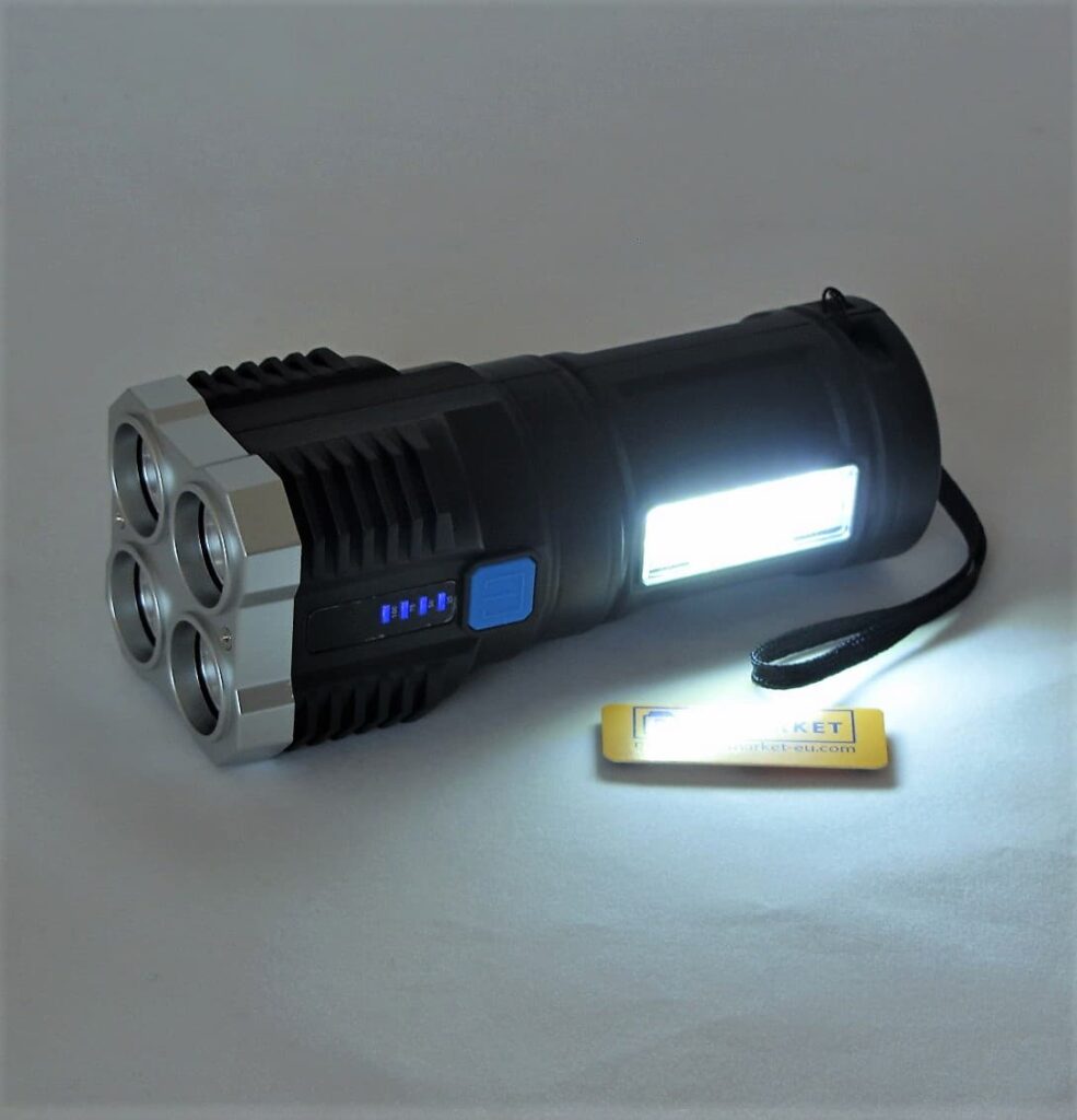 ProMarket High Power 4 Lamp Tactical LED Camping Torch With COB Side ...